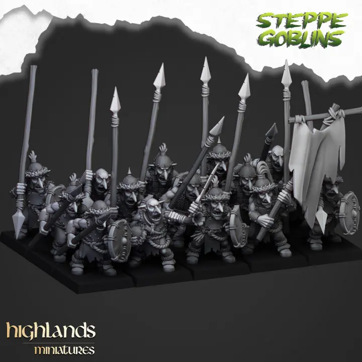 Highlands Miniatures - Gobelin des steppes avec lances | arakis-miniatures